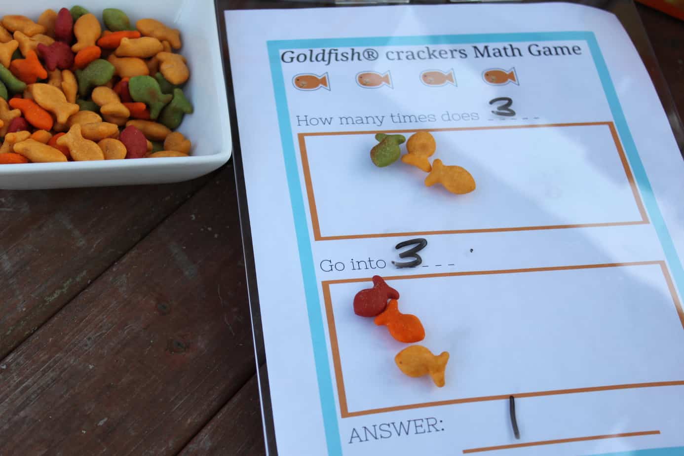 Free Printable Math Game With Goldfish Crackers - Easy & Portable Too!